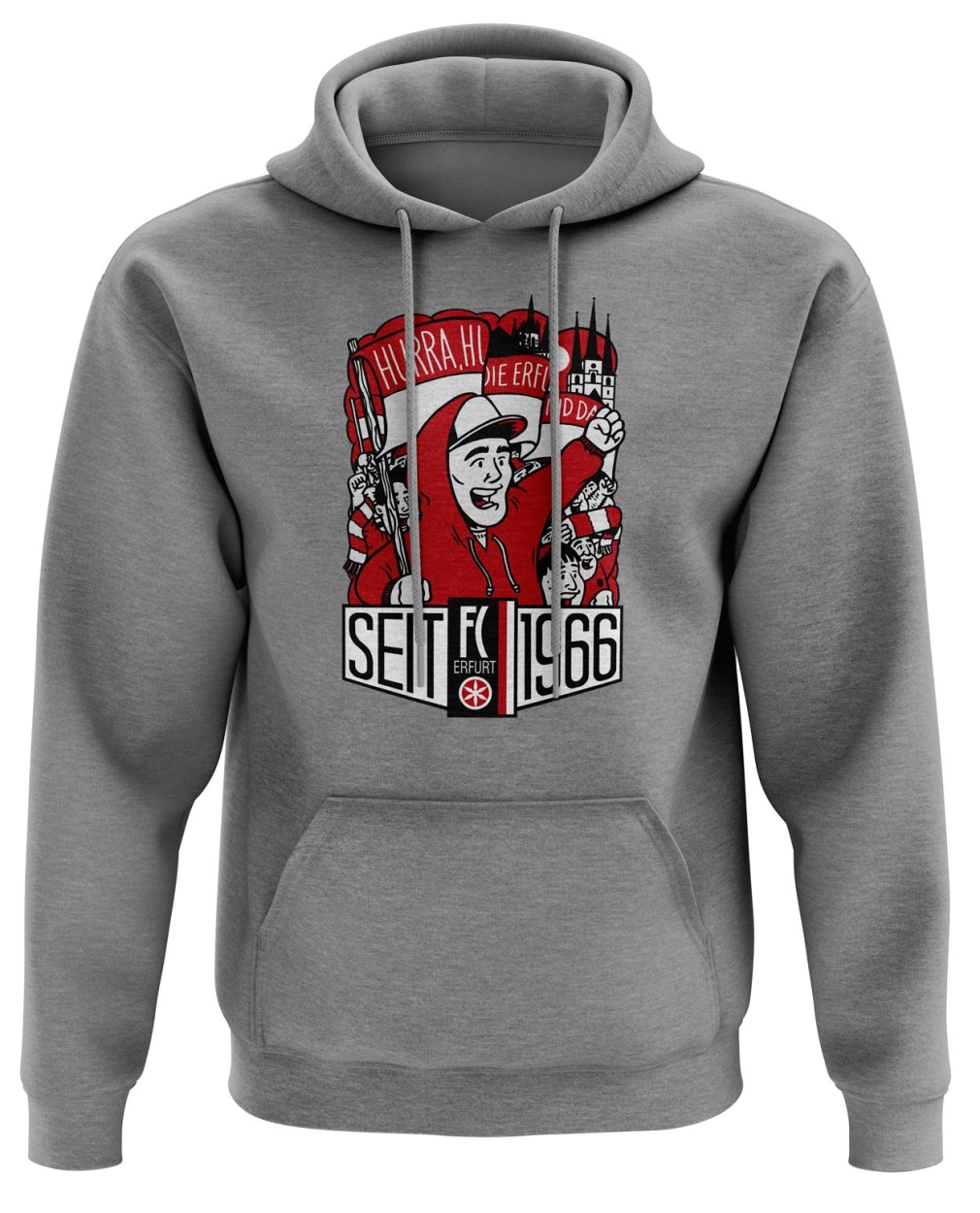 Hoodie | heather grau | Crowd 1966 | Erfurt - Erfurtfanshop